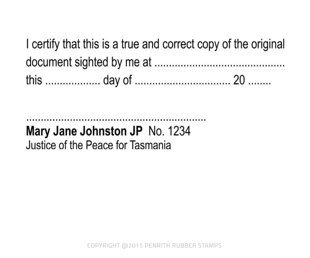 TAS02 Justice of the Peace Stamp - JP Stamps Online